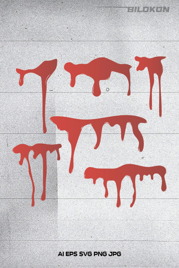 Set of Dripping Red Blood Isolated on a White Background - MasterBundles