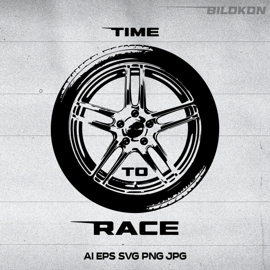 Time to Race, Car Wheels, SVG Vector - MasterBundles