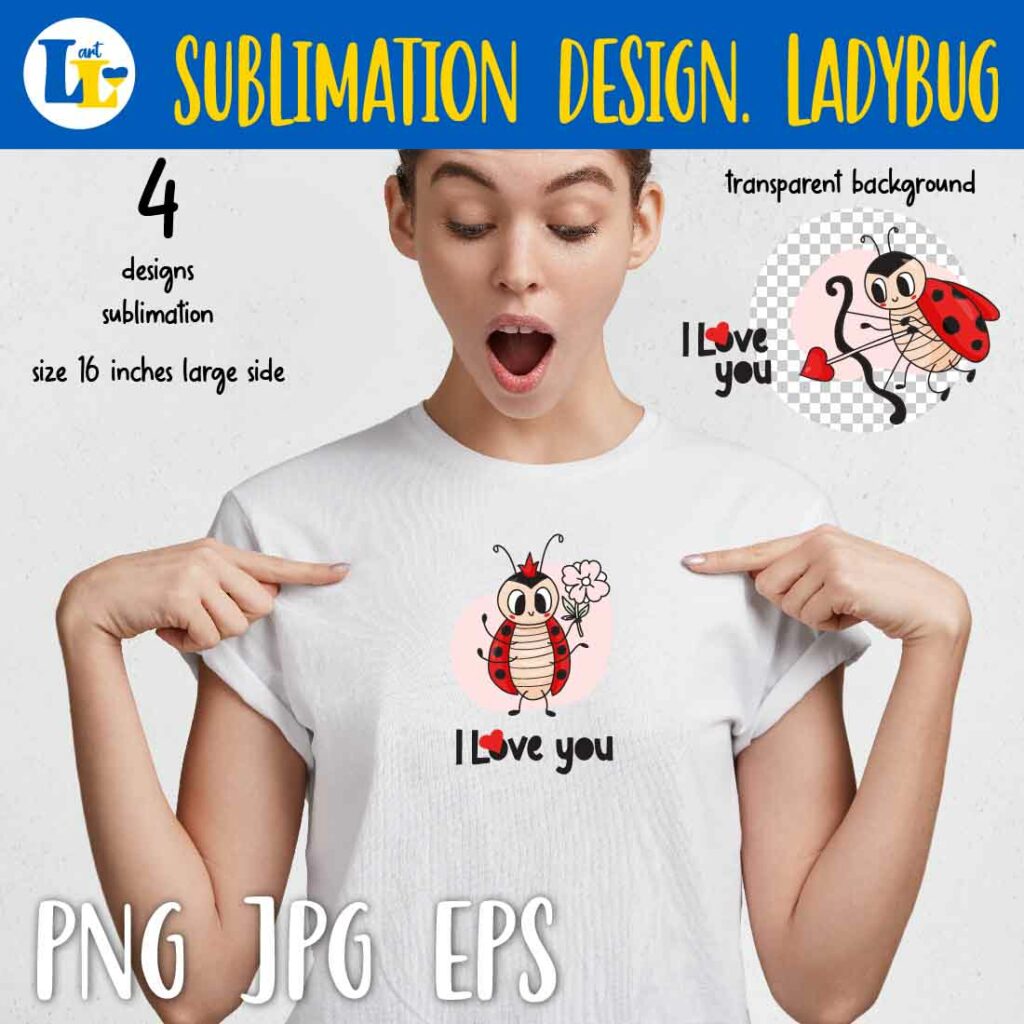 Cute Ladybug Valentines Day Sublimation Design - MasterBundles