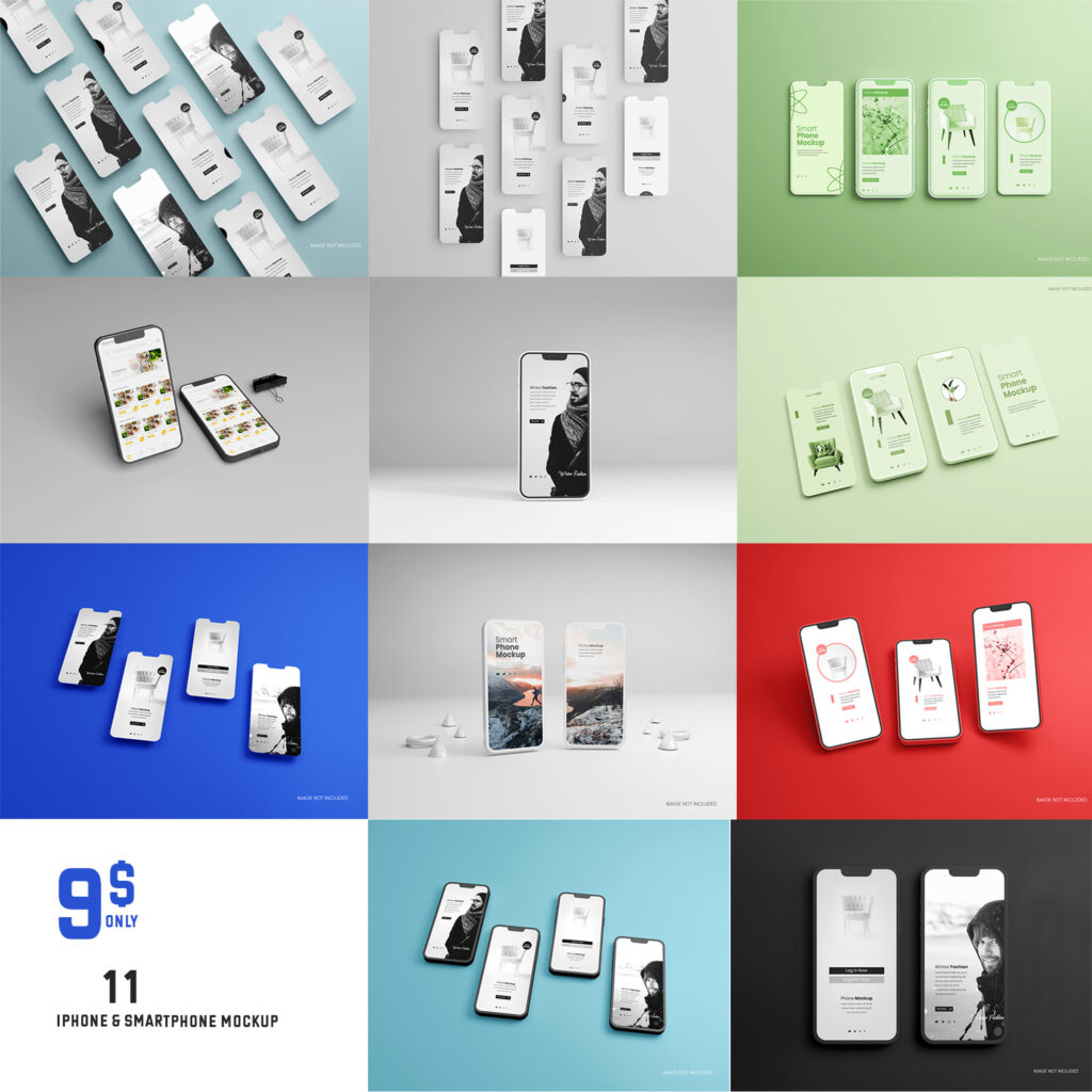 11 minimal iPhone and smartphone and app interface presentation mockups ...