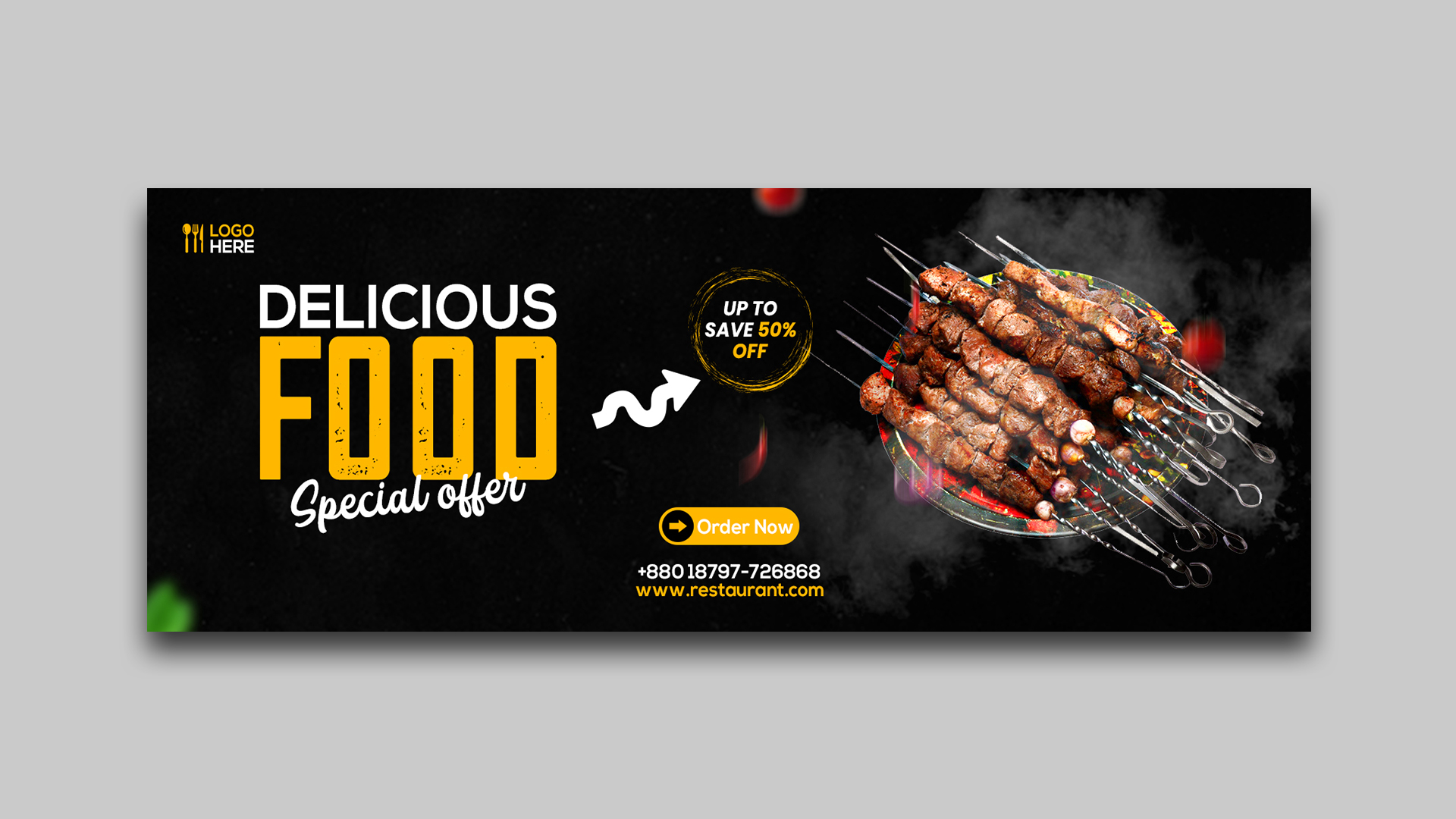 Food Facebook Cover Photo PSD Template - MasterBundles