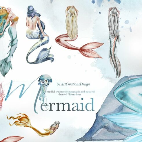 Watercolor Mermaid Clipart Set – MasterBundles