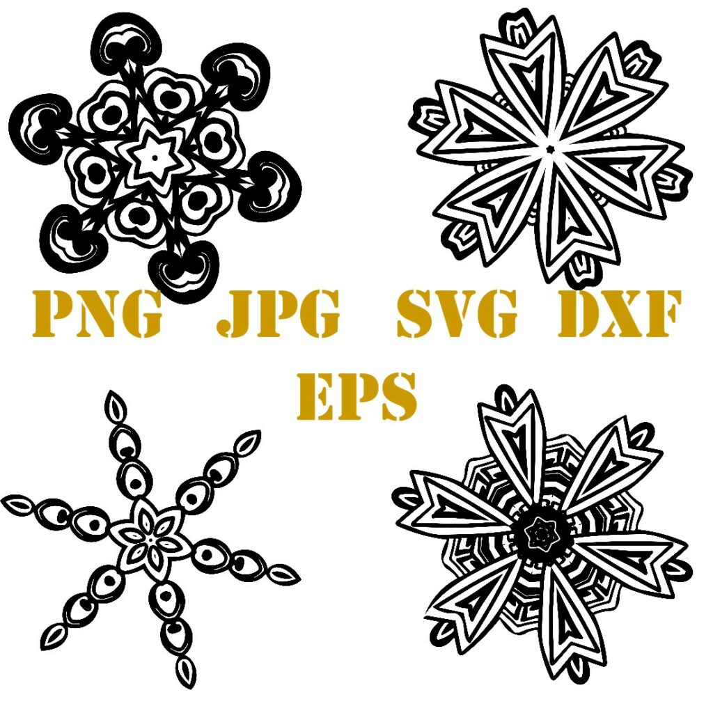 Black Snowflake Cut-out Files DXF Set - MasterBundles
