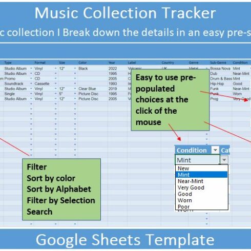 Music Collection Tracker Template - MasterBundles