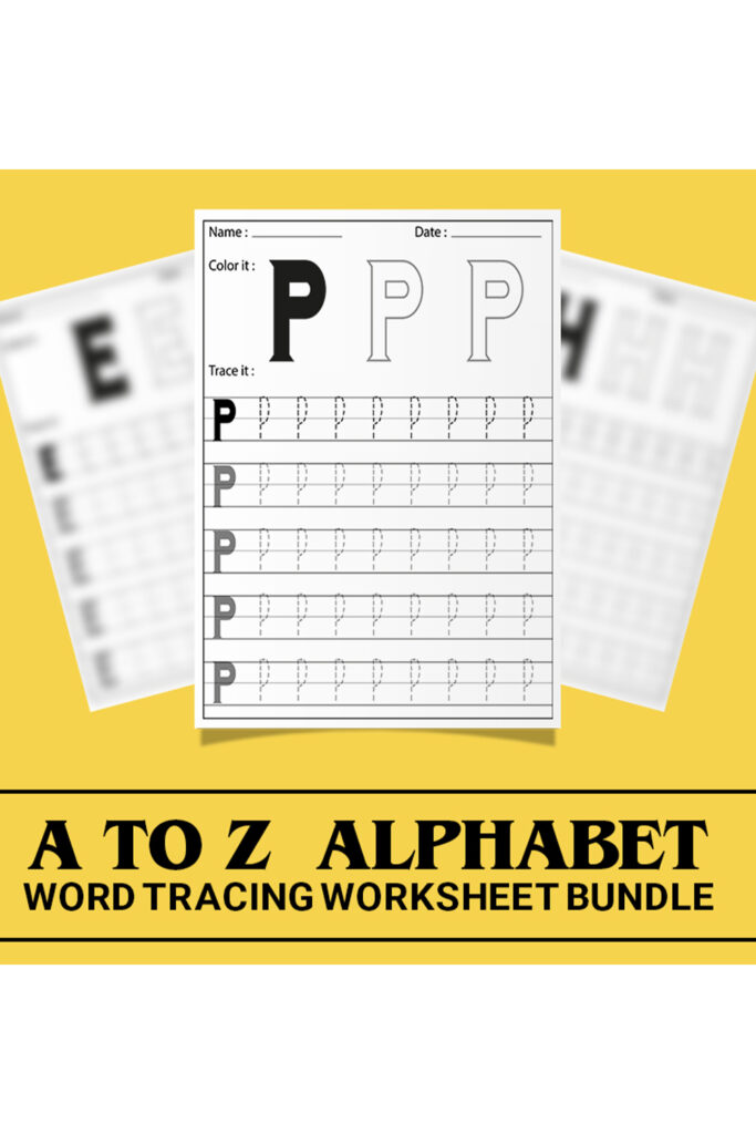 A to Z Uppercase Alphabets Tracing KDP Worksheets - MasterBundles