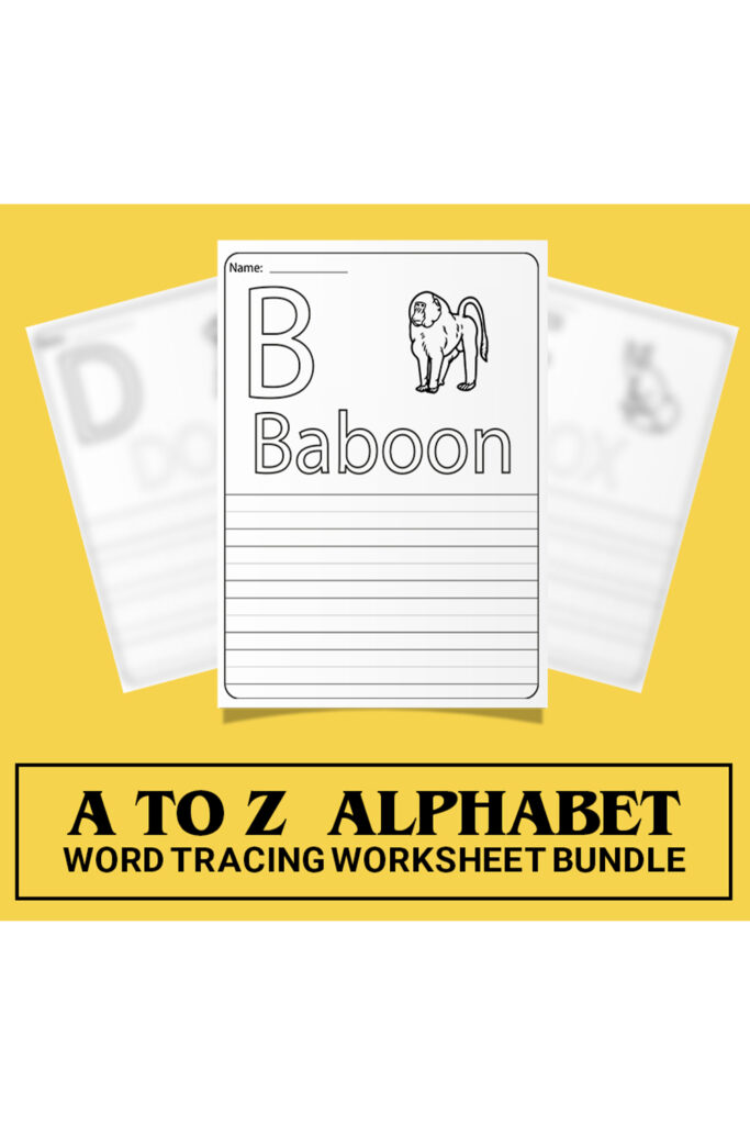 A to Z Uppercase Alphabets Word Tracing Worksheet - MasterBundles