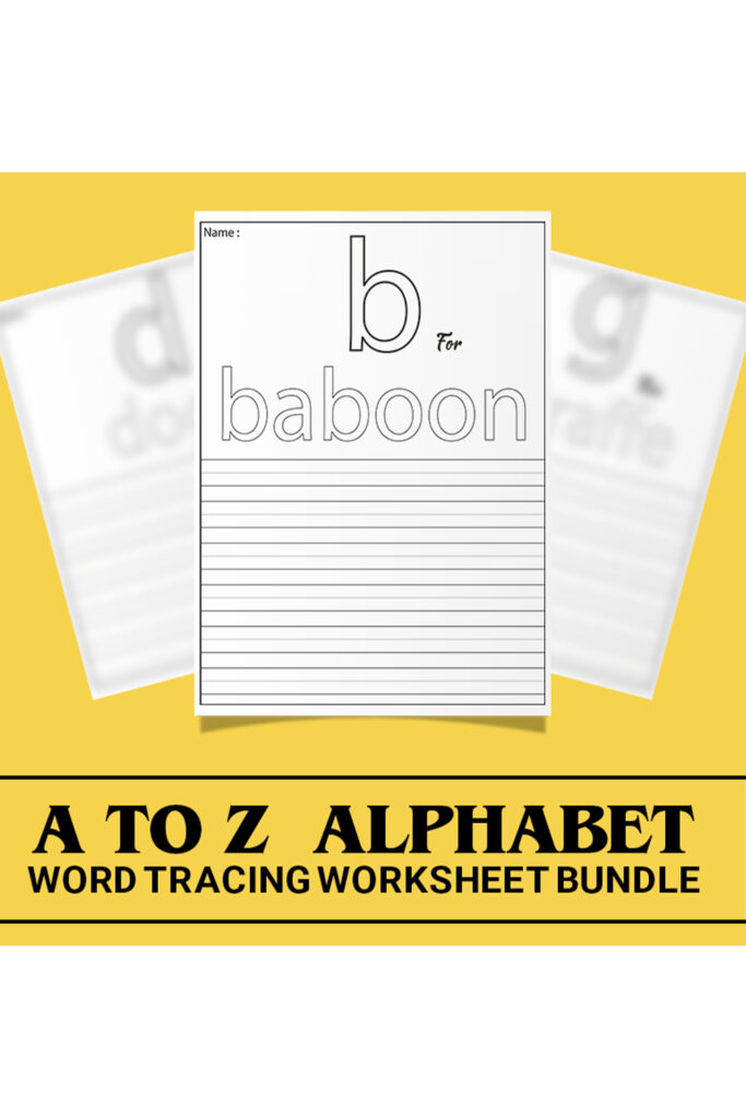 A to Z Lowercase Alphabets Word Tracing Worksheets - MasterBundles