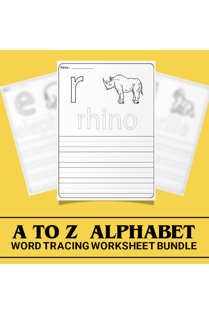 A to Z Lowercase Alphabets Word Tracing Worksheets - MasterBundles