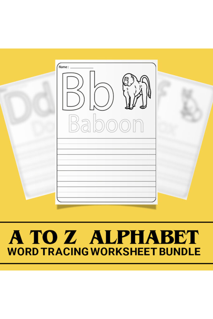 A to Z Mix Alphabets Word Tracing KDP Worksheets V.1 - MasterBundles