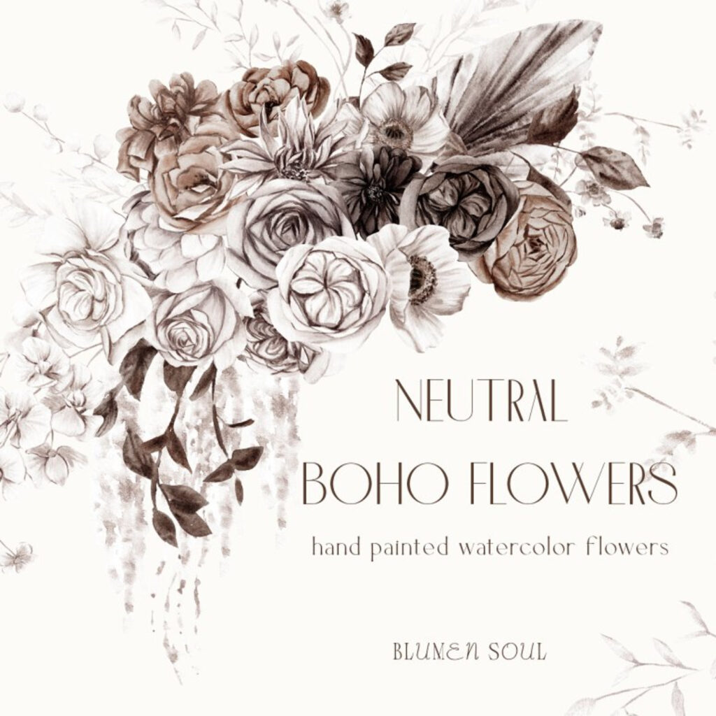 Neutral Boho Flowers – MasterBundles
