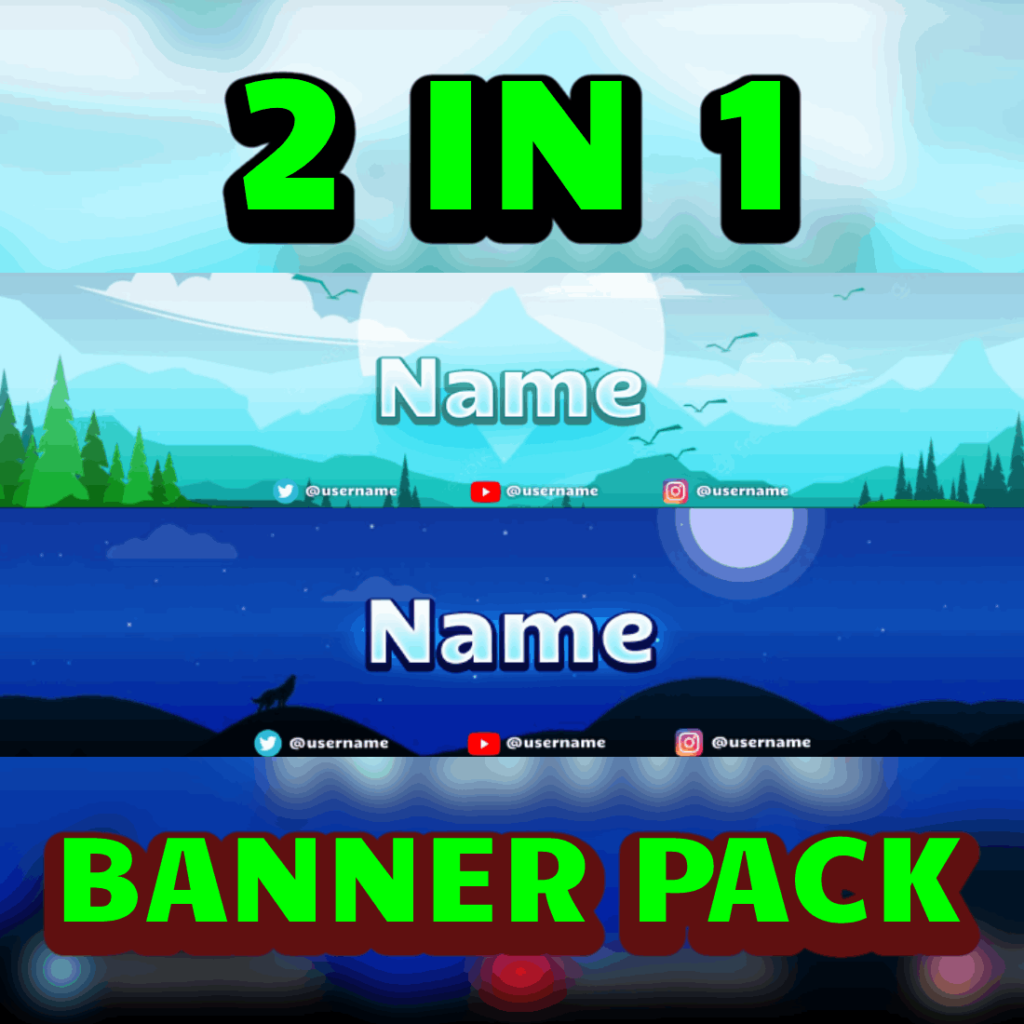 2 Editable Youtube Banners - MasterBundles