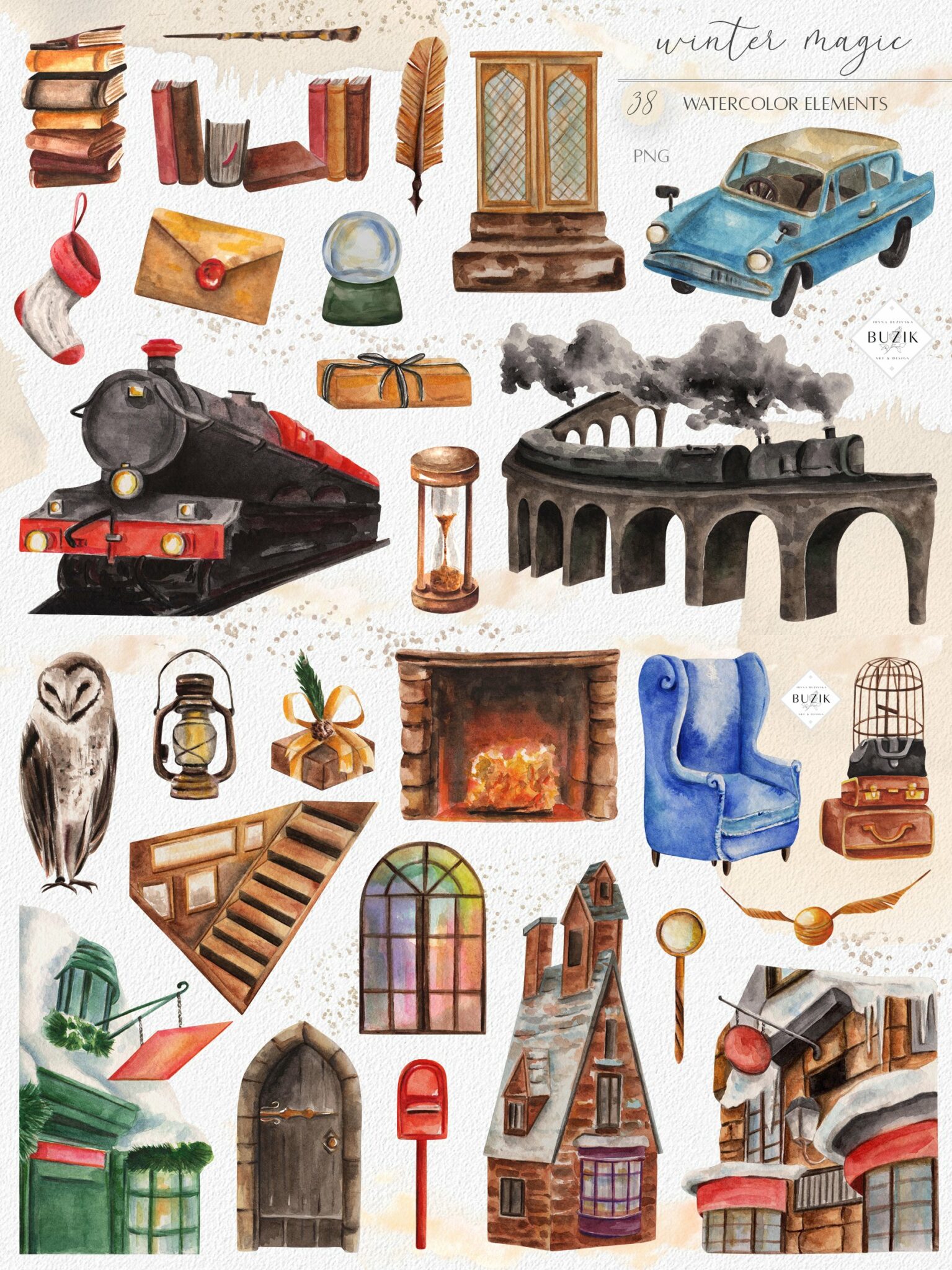 Magic Winter Watercolor Clipart Set – MasterBundles