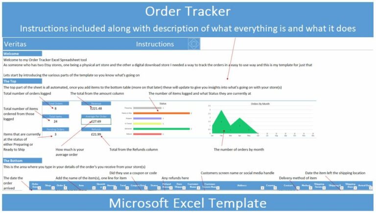 Order Tracker Spreadsheet Template for Microsoft Excel - MasterBundles