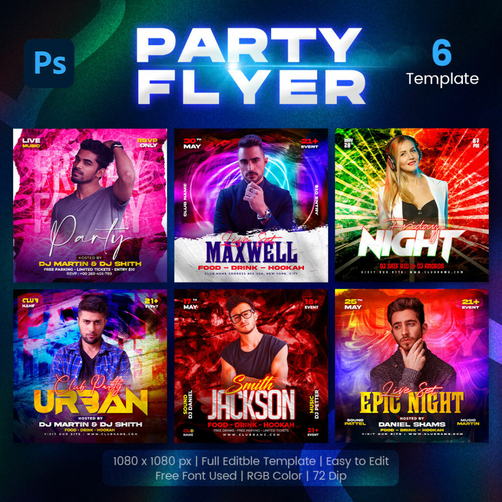 Night Club Invitation: 6 Templates - MasterBundles