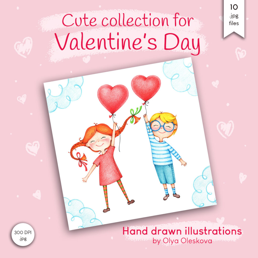 Cute Hand Drawn Illustrations for Valentines Day - MasterBundles
