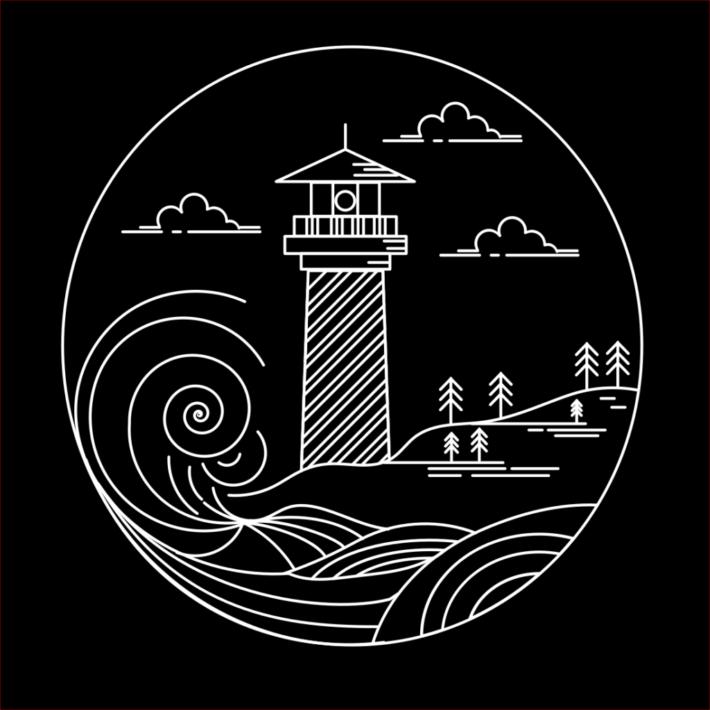 Lighthouse Line art style t-shirt design - MasterBundles
