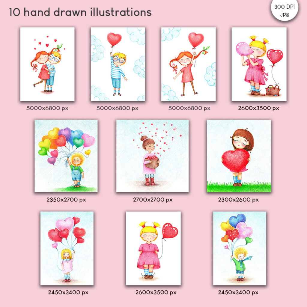 Cute Hand Drawn Illustrations for Valentines Day - MasterBundles