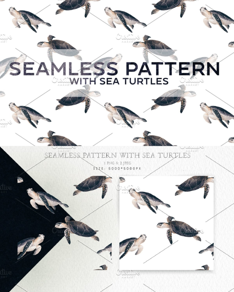 Patten With Sea Turtles – MasterBundles