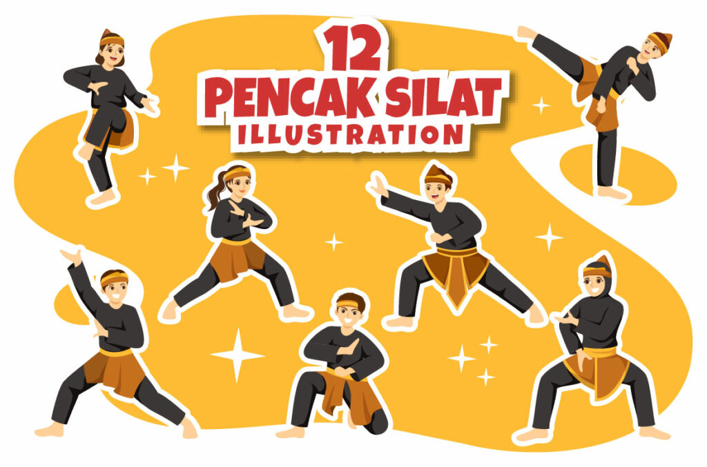 12 Pencak Silat Sport Illustration - MasterBundles