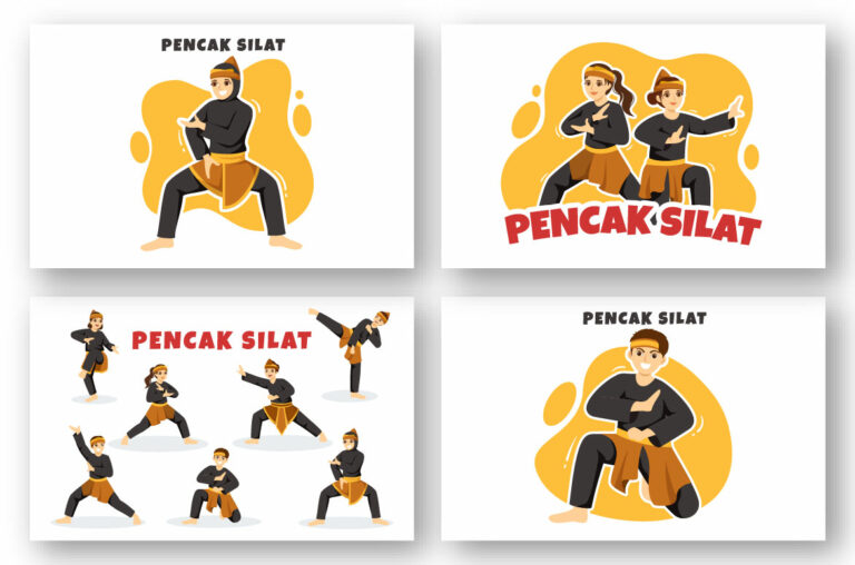 12 Pencak Silat Sport Illustration - MasterBundles
