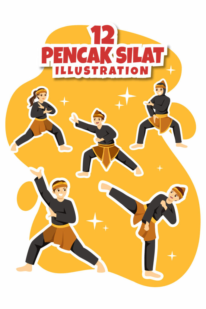 12 Pencak Silat Sport Illustration - MasterBundles