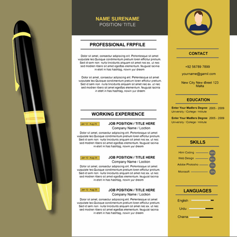 Clear and Modern Professional Resume CV Template - MasterBundles