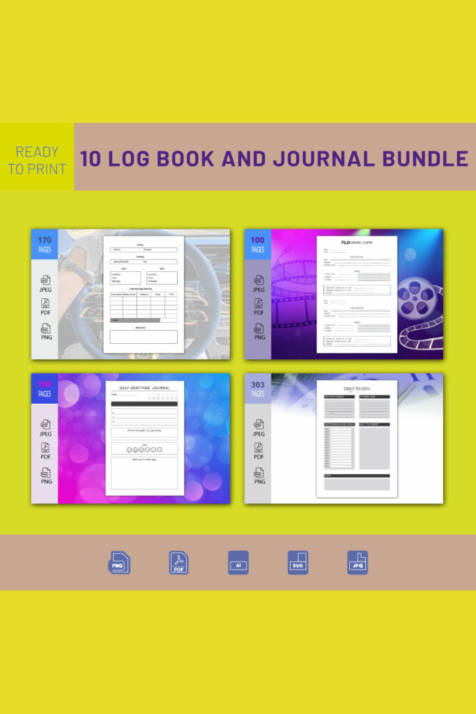 10 Log Book And Journal Bundle | MasterBundles