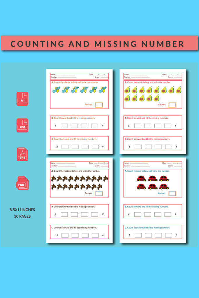 Counting And Missing Numbers Activity Pages - MasterBundles