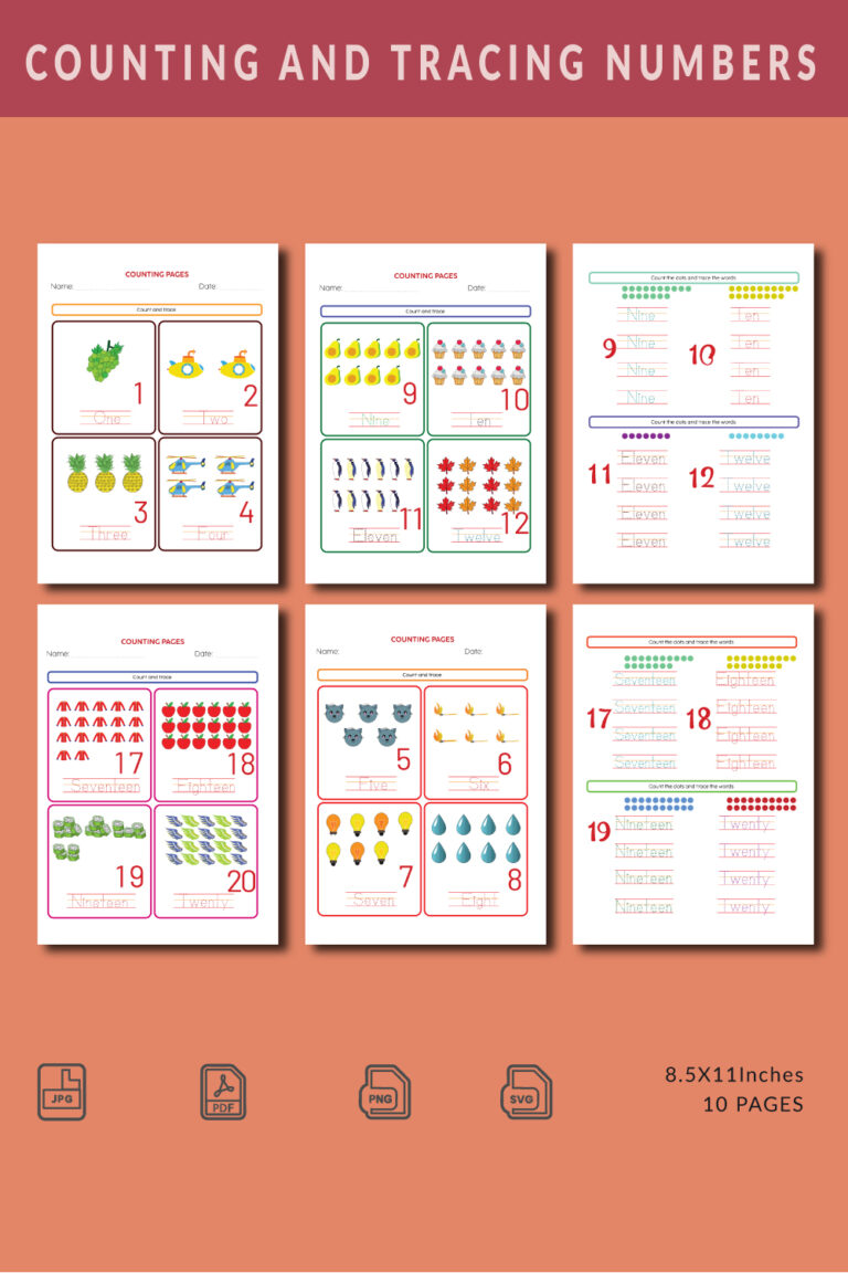 Counting And Tracing Numbers 1-20 - MasterBundles