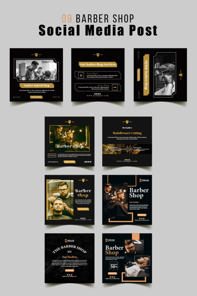 8+ Hairstyle Barber Shop Social Media Post Template - MasterBundles