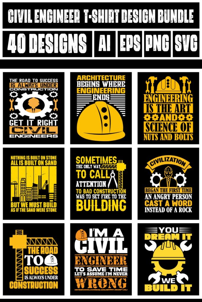 Civil Engineering T-Shirt Design Bundle | MasterBundles