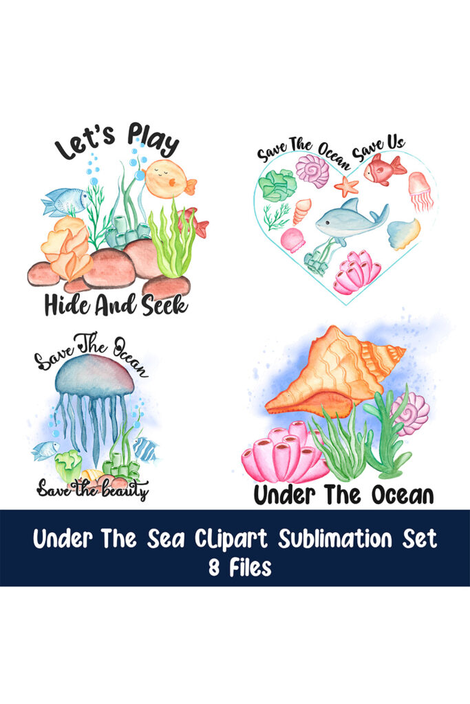 Watercolor Under The Sea Clipart Set, Under The Sea - MasterBundles