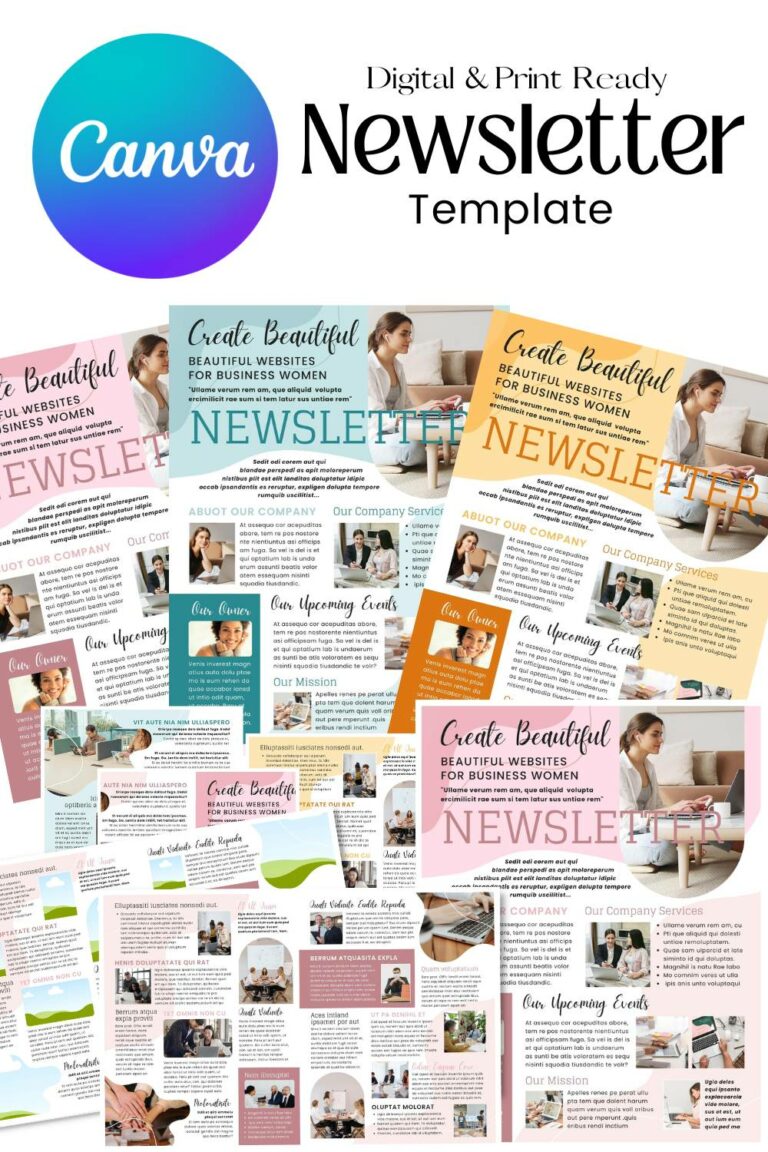 Instant Download Canva Newsletter Template For Businesswomen and ...