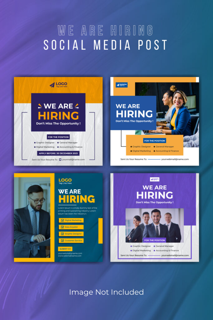 we are hiring employee job vacancy opportunity social media post banner ...