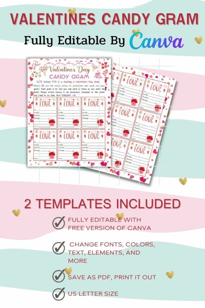 Valentines Candy Gram - Editable by Canva - MasterBundles