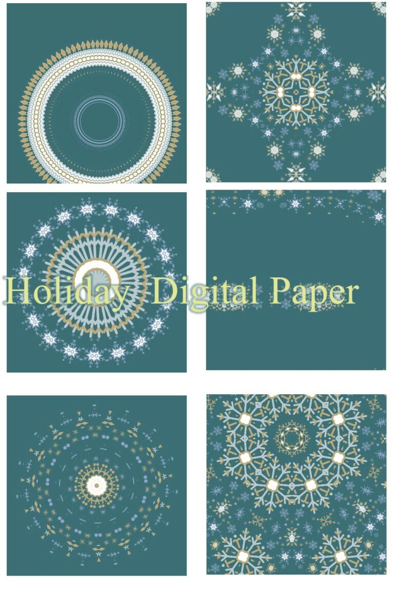 Smokey Teal Digital Paper Holiday Inspired JPG - MasterBundles