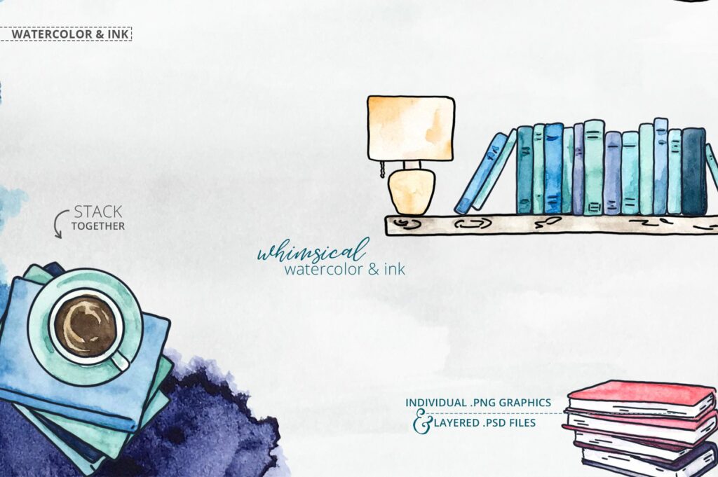 Whimsical Reader Watercolor Pack – MasterBundles
