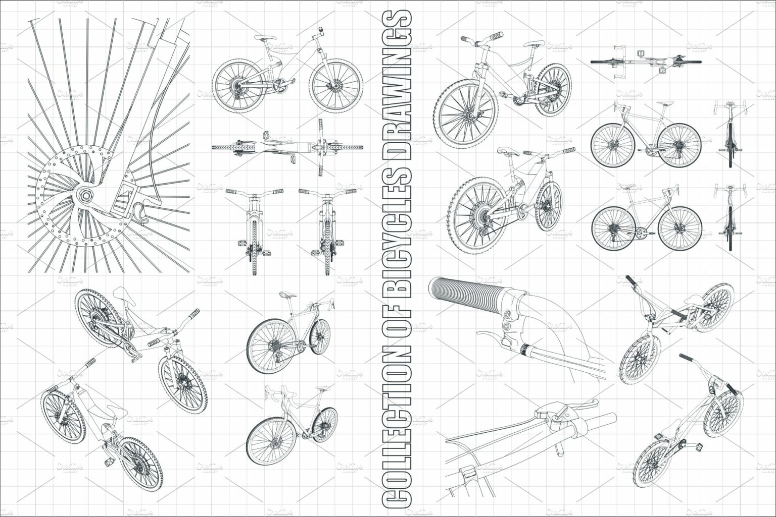 Bicycles Drawings Set – MasterBundles