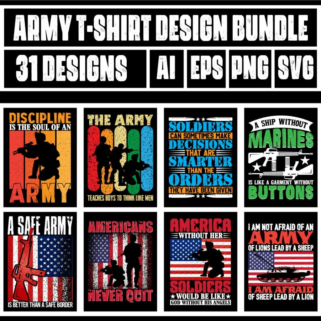 Army T-Shirt Design Bundle | MasterBundles