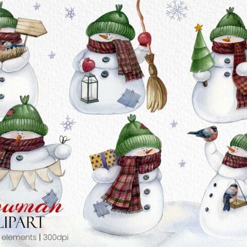 Watercolor Christmas Snowman Clipart – MasterBundles