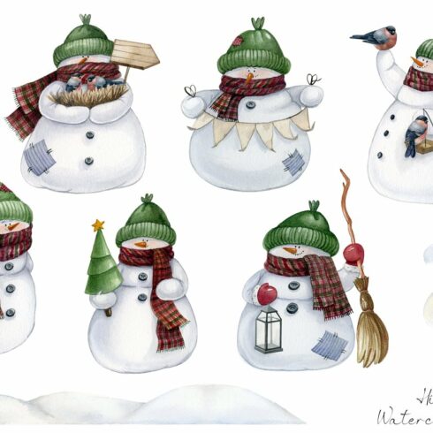 Watercolor Christmas Snowman Clipart – MasterBundles