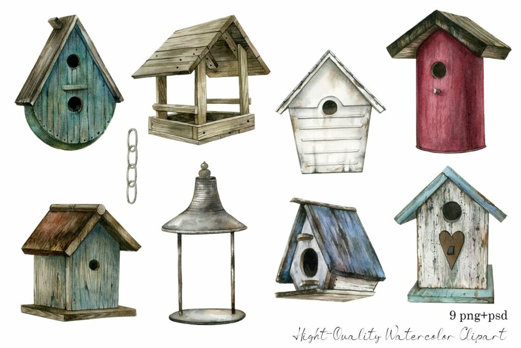 Watercolor Rustic Birdhouse Clipart – MasterBundles