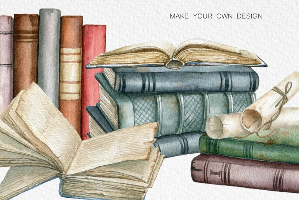 Watercolor Vintage Book Clipart – MasterBundles