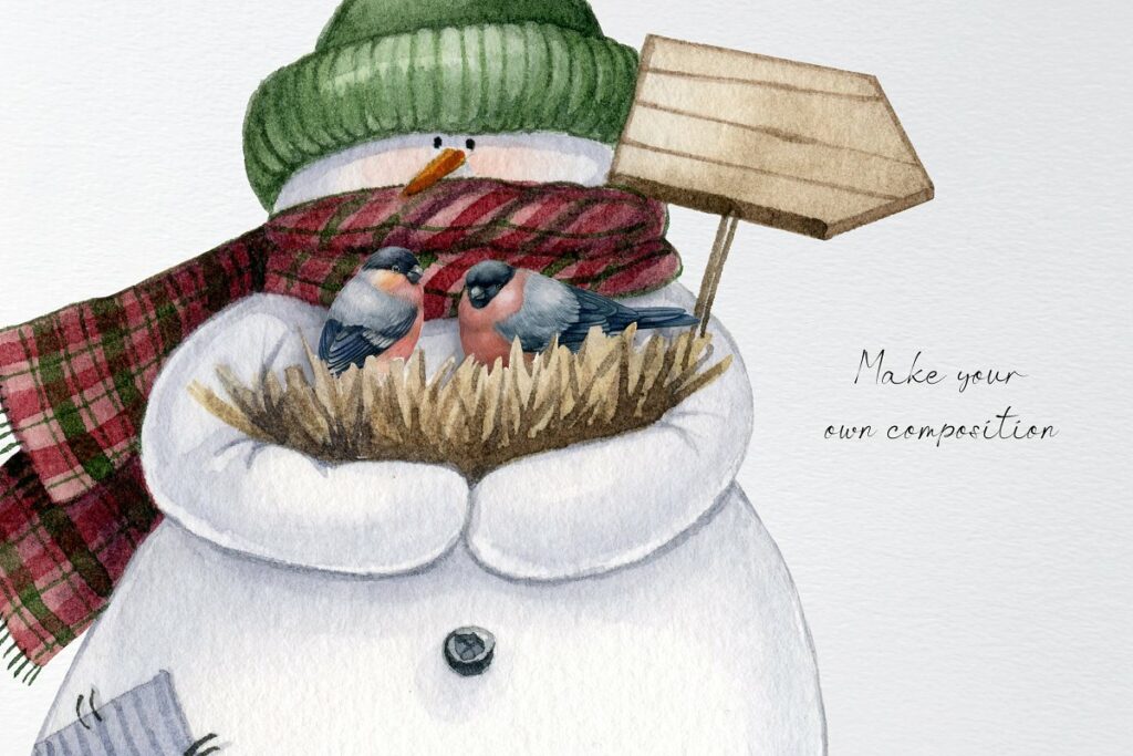 Watercolor Christmas Snowman Clipart – MasterBundles