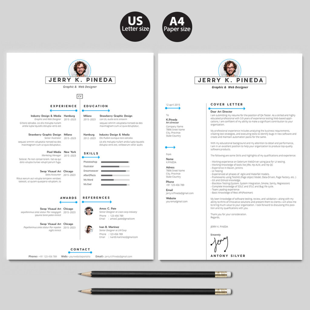 Designer/Developer/Photographer Clean Resume Template - MasterBundles