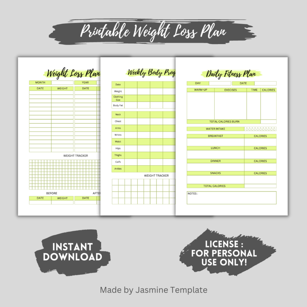 Printable Personal Weight Loss Planner - MasterBundles