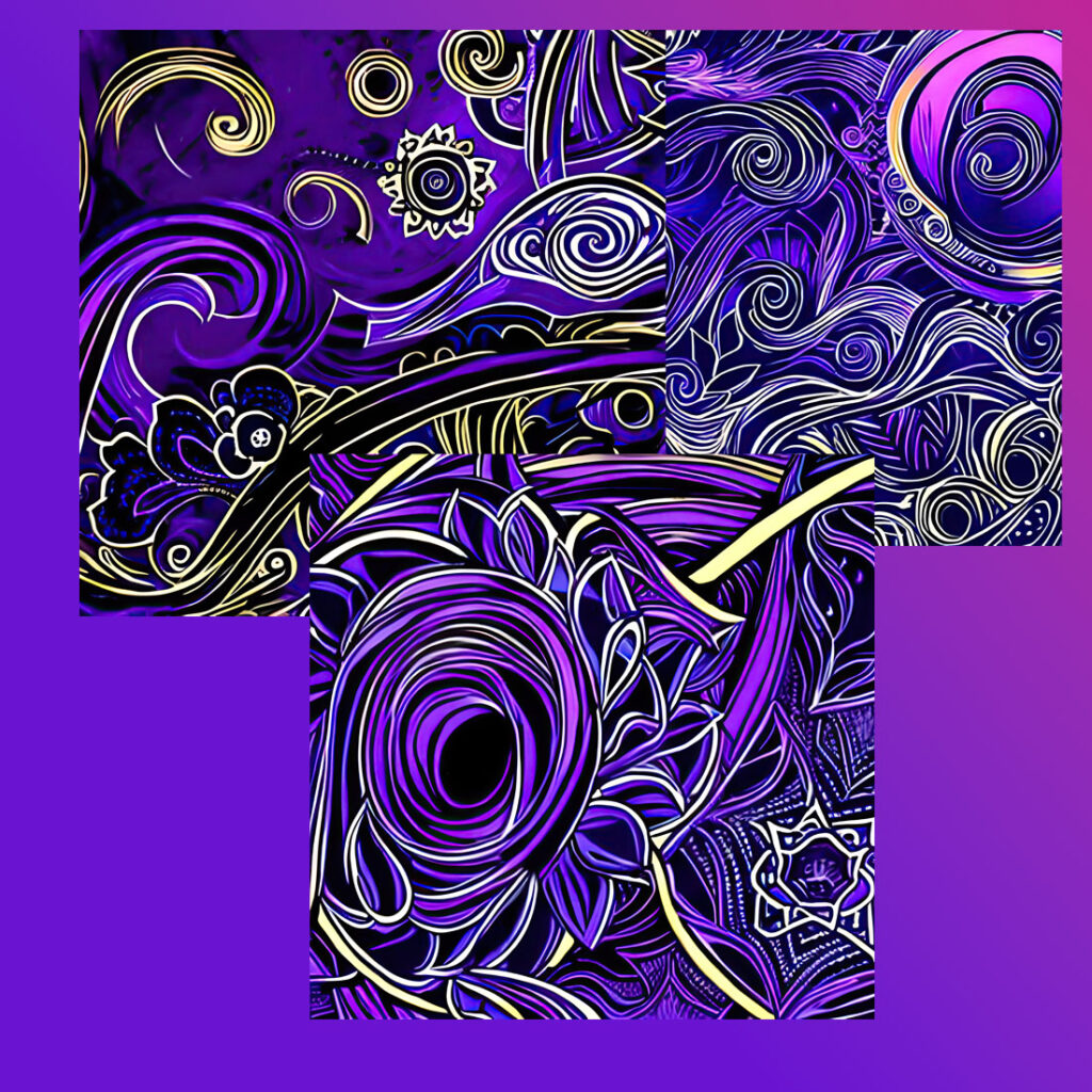 Purple Lunatic Night with Flowers, Design Background Layout | MasterBundles