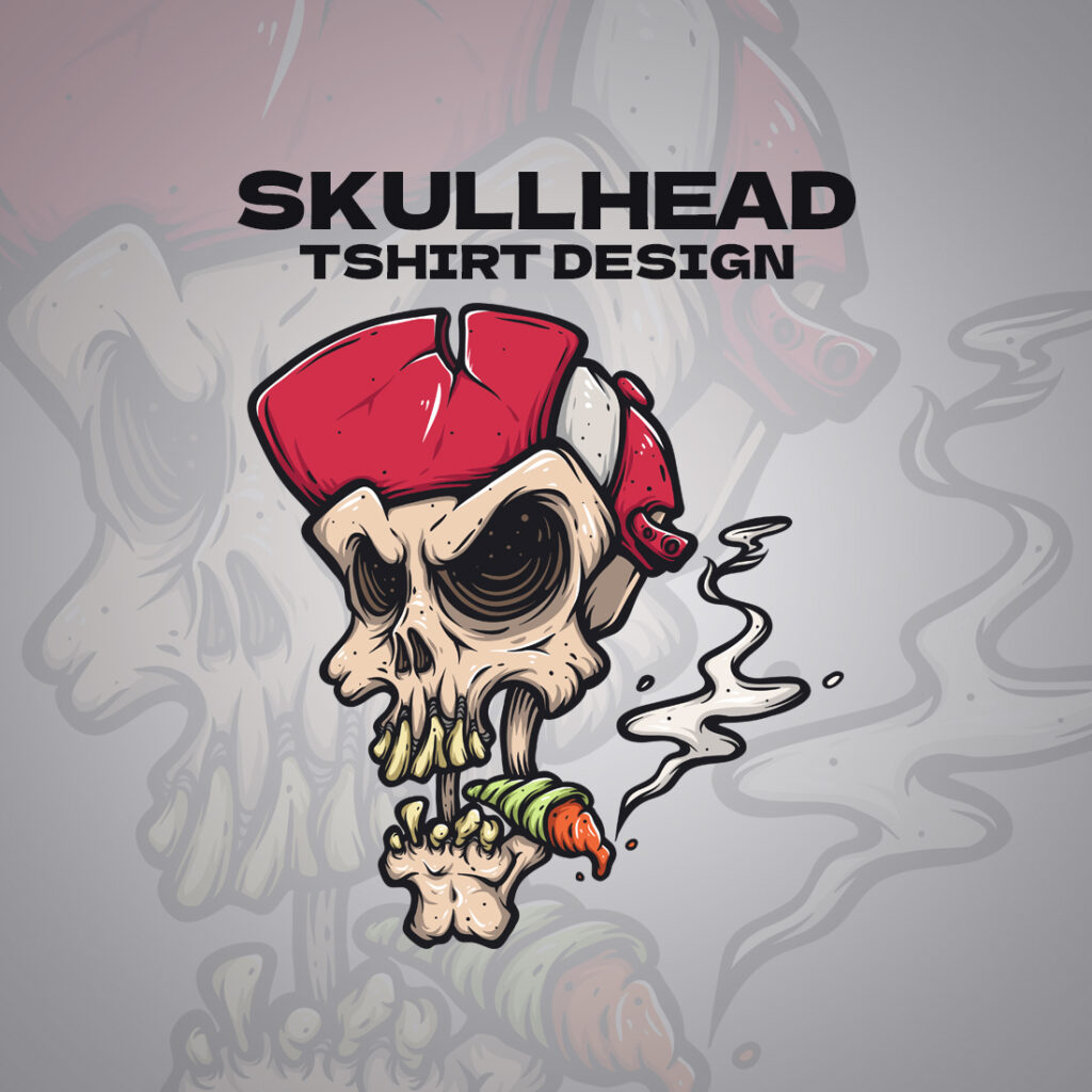 Skull Head T-Shirt Design - MasterBundles