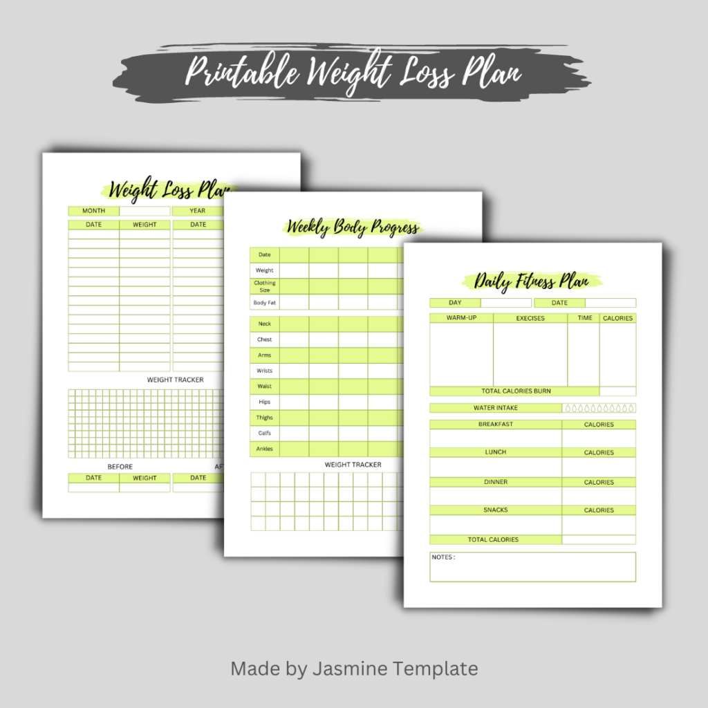 Printable Personal Weight Loss Planner - MasterBundles