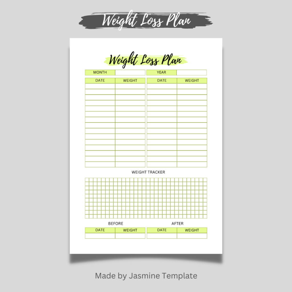 Printable Personal Weight Loss Planner - MasterBundles